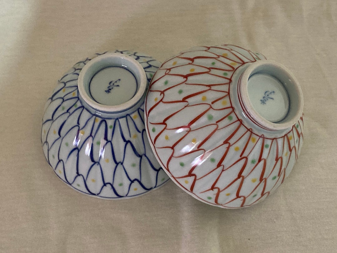 Pair of Japan Porcelain Footed Hand Painted Rice Bowls - Etsy