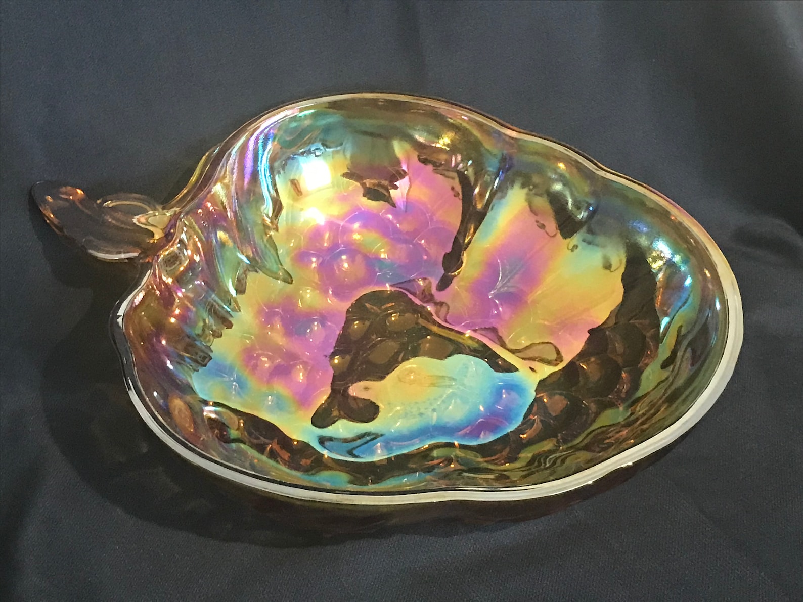 Carnival Glass Serving Bowl Grape Pattern - Etsy