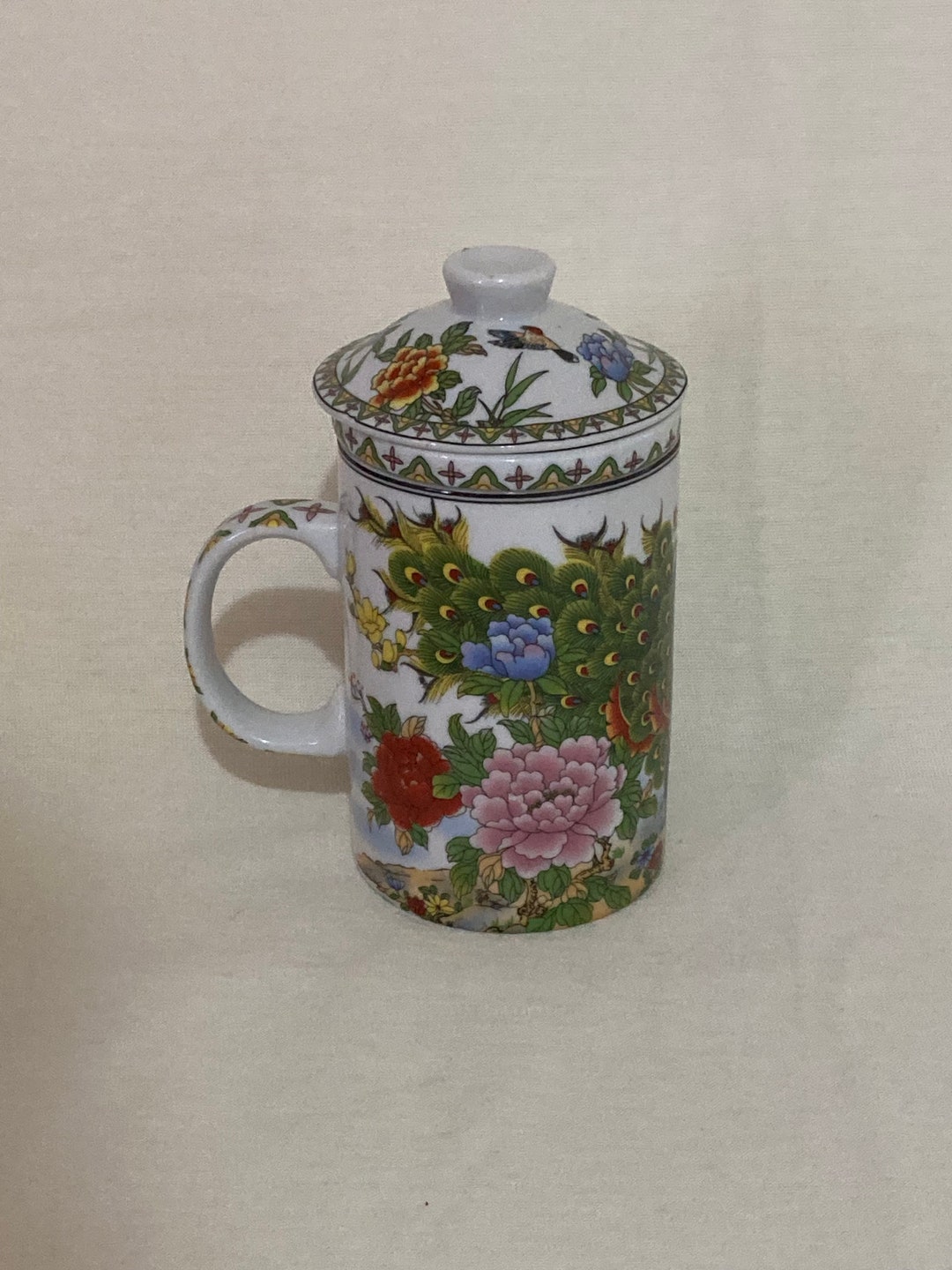 Chinese Porcelain Tea Cup and Lid With Infuser Decorated With - Etsy