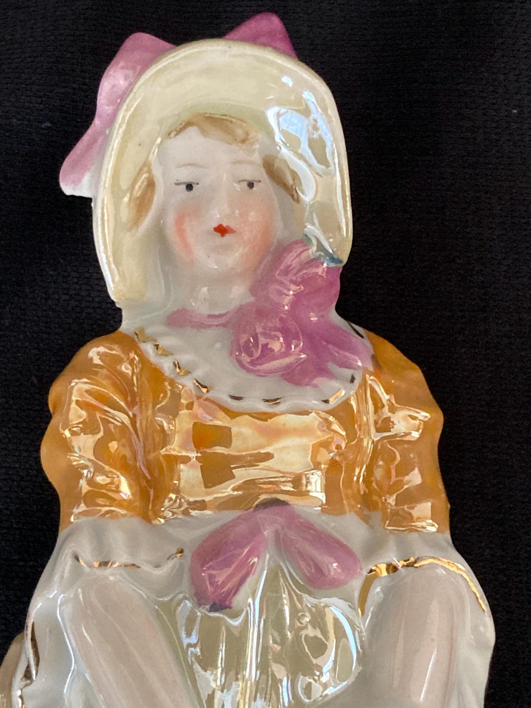 German Porcelain Lady in Bonnet Figurine - Etsy