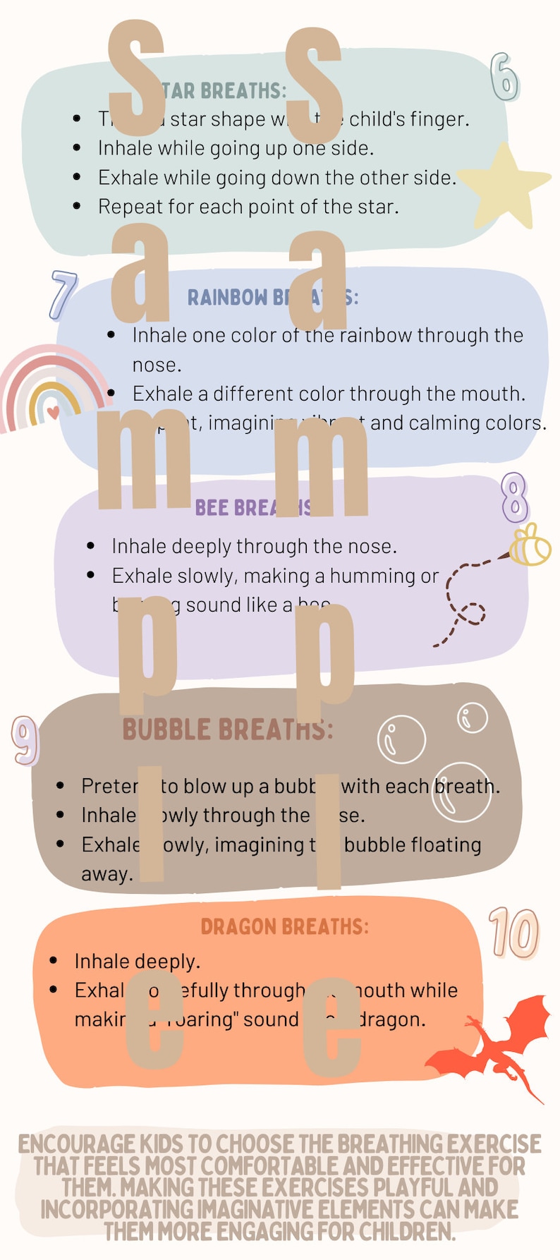 Breathing Exercises Guide Flash Card for Kids - Etsy