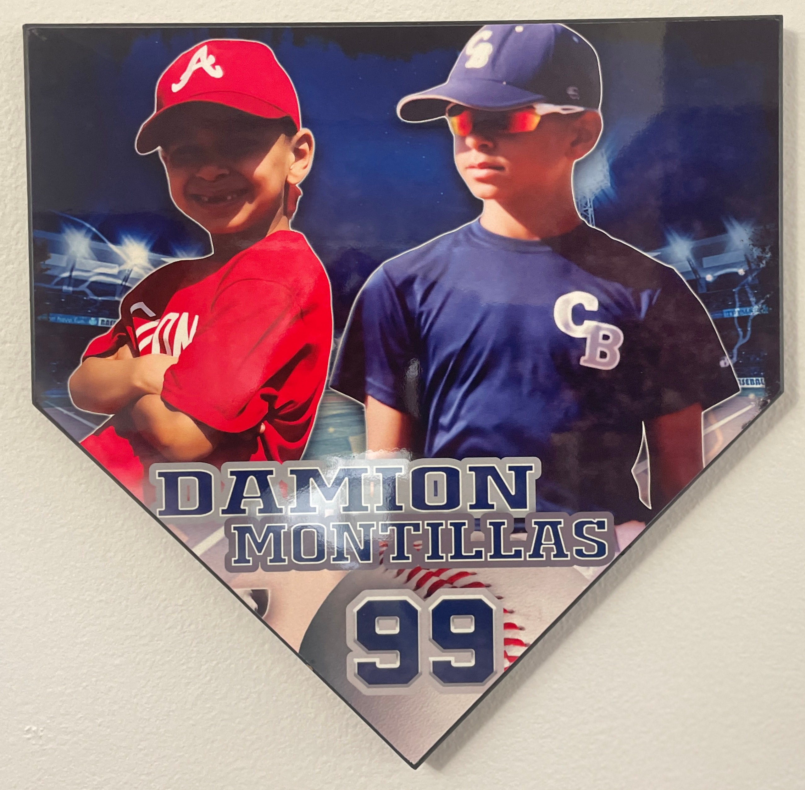 10x10 Team HOME PLATE PLAQUE With White Easy Fold Mailing Box ...
