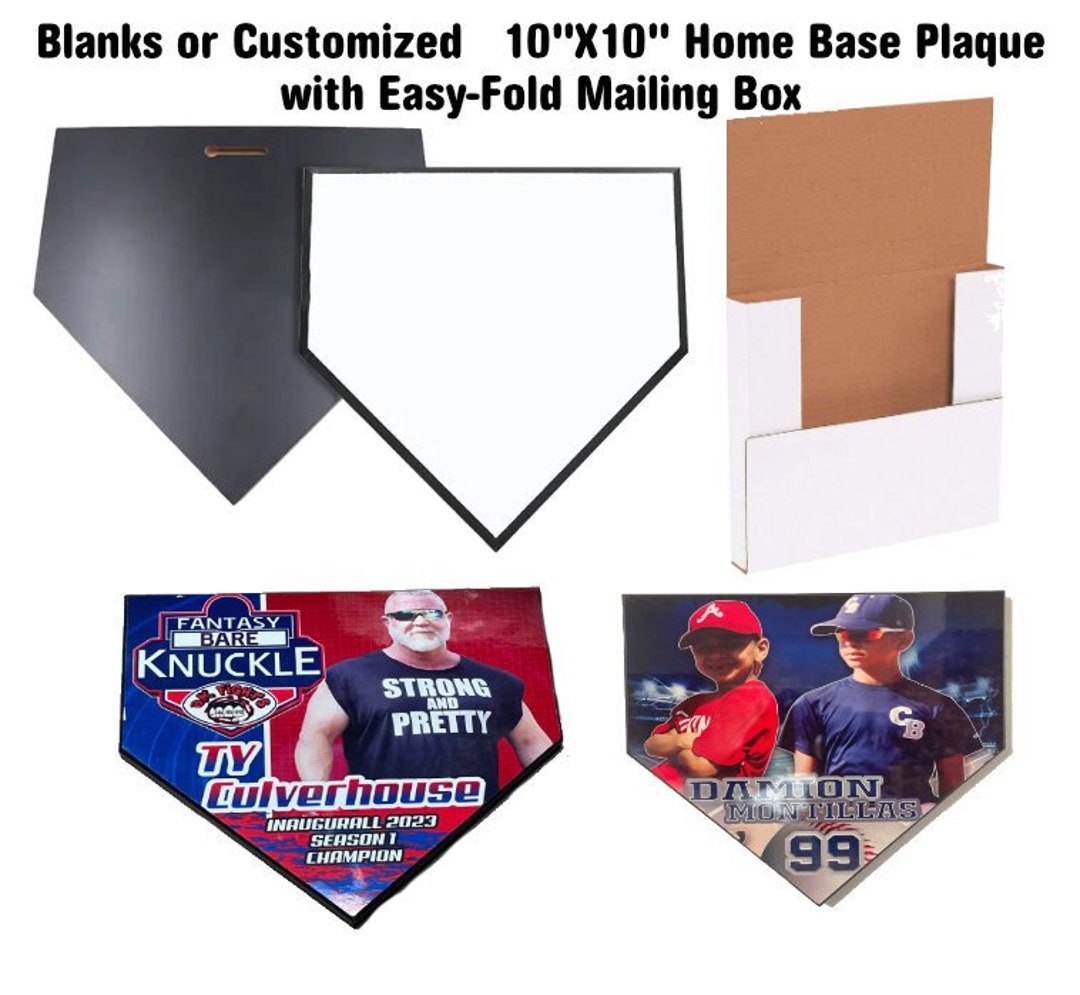 10"x10" Team HOME PLATE PLAQUE With White Easy Fold Mailing Box ...