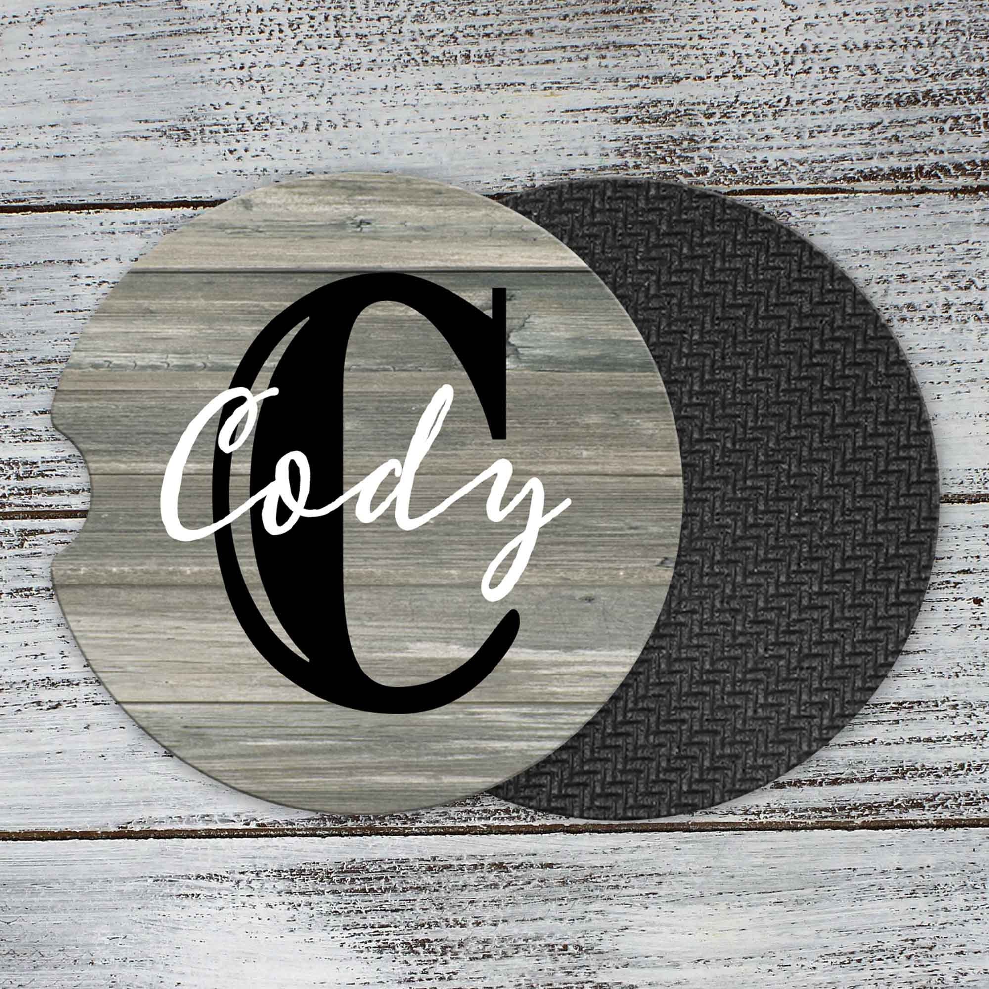 Personalized Car Coasters | Custom Car Accessories | Rustic Monogram ...
