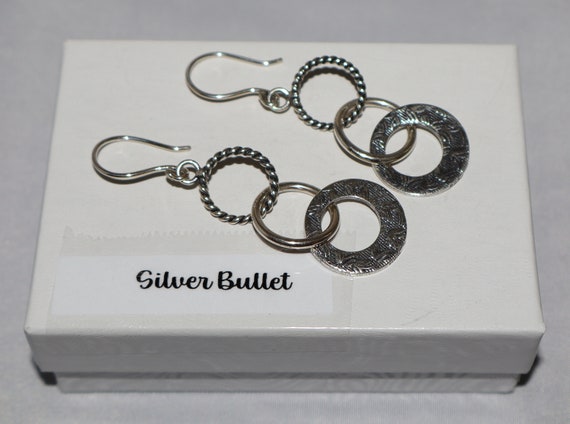 Silpada Sterling Silver Three Circle Oxidized Texture… - Gem