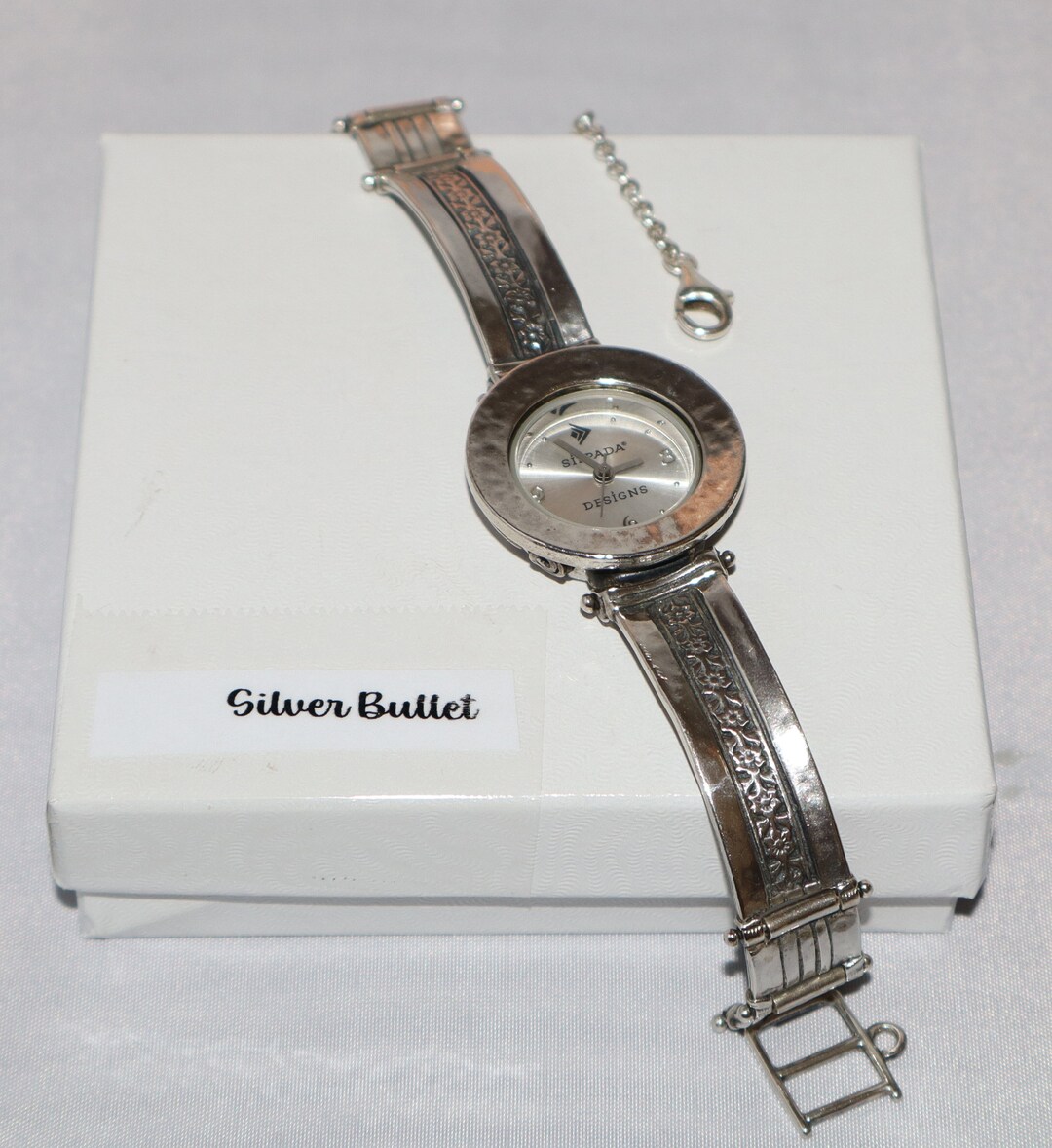 Silpada Sterling Silver Flower Band Watch With Safety Chain and New ...