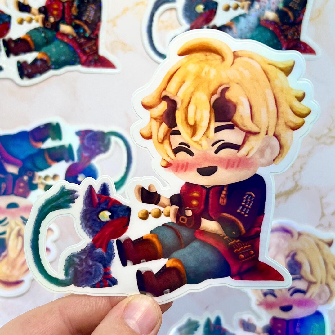 Thoma With Litten, Reflective Sparkle Vinyl Sticker - Etsy