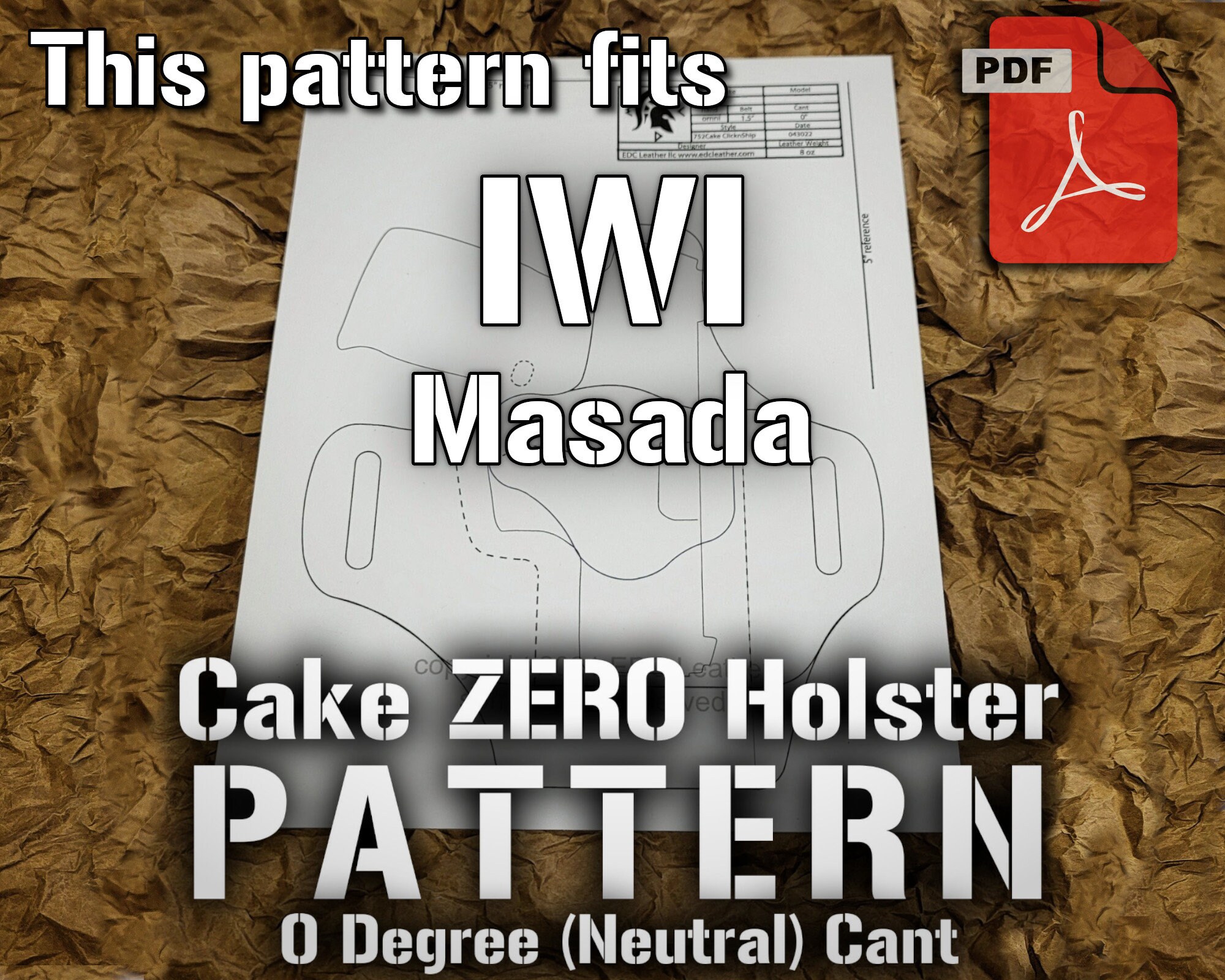 This Pattern Fits IWI Masada EDC Cake Zero Pancake Holster Pattern ...