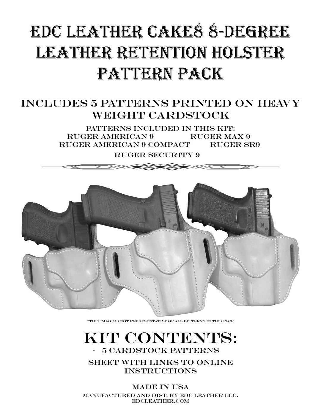 Printed Holster Pattern Pack for Ruger | Includes 5 EDC Cake8 Holster ...