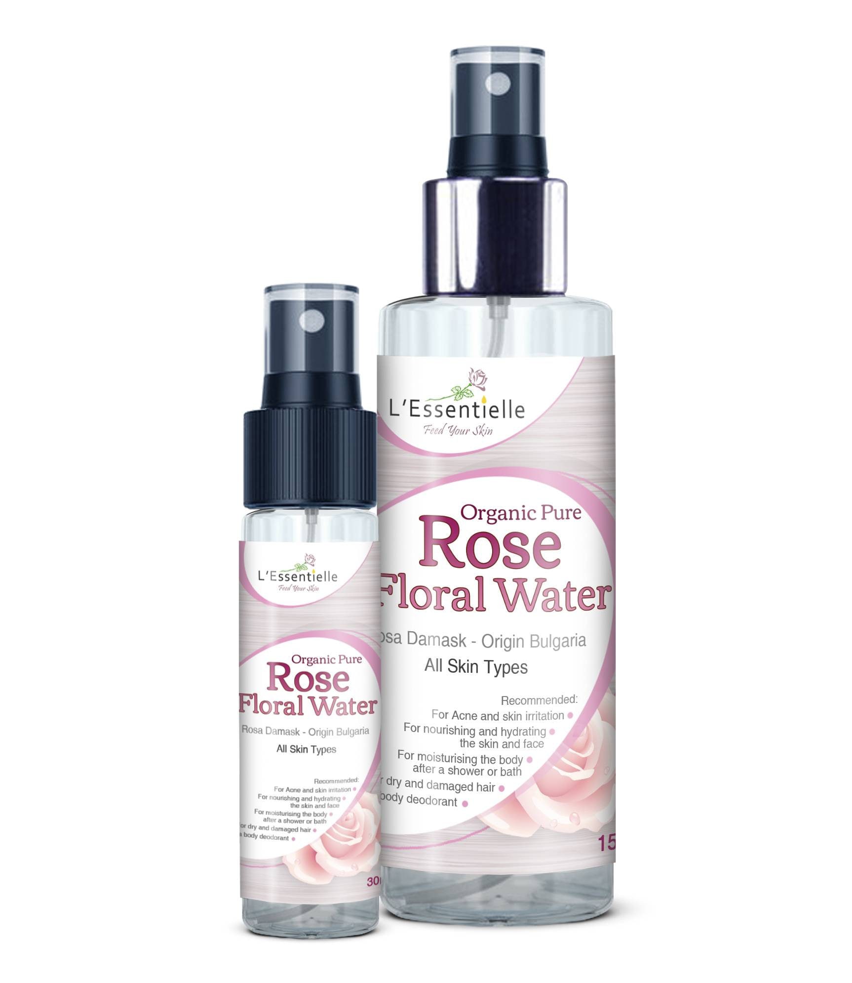 Organic Pure Rose Water Bulgaria Rosa Damascena Hydrosol DUO Pocket ...
