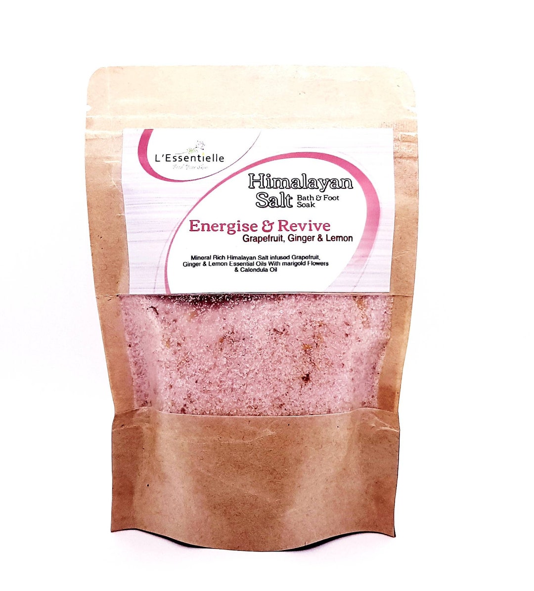 Himalayan Pink Bath Salt Soak: Energize & Revive, Grapefruit Ginger ...