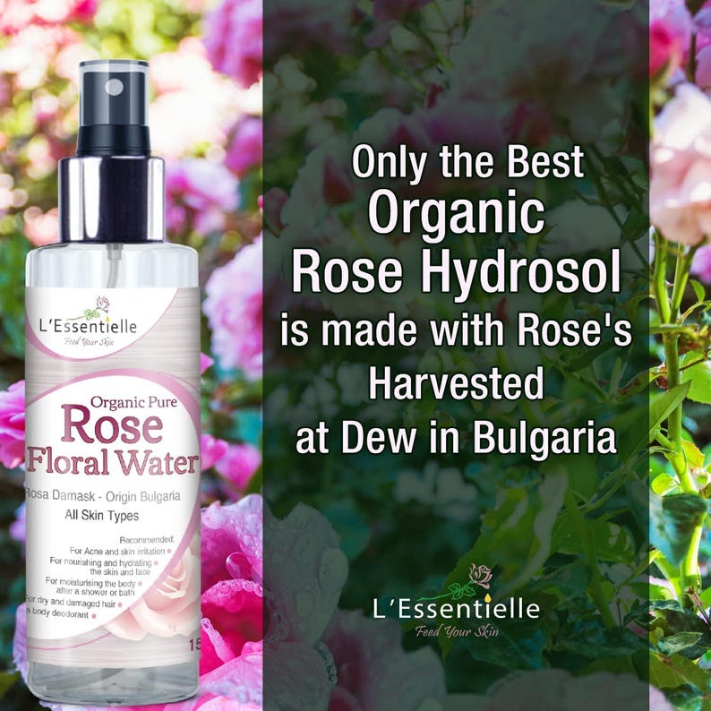 Organic Damask Rose Water: Bulgarian Rosa Damascena, Natural Toner ...