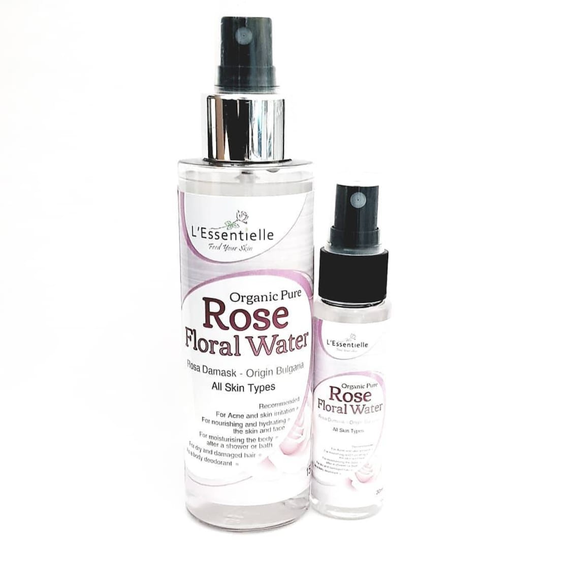 Organic Pure Rose Water Bulgaria Rosa Damascena Hydrosol DUO Pocket ...
