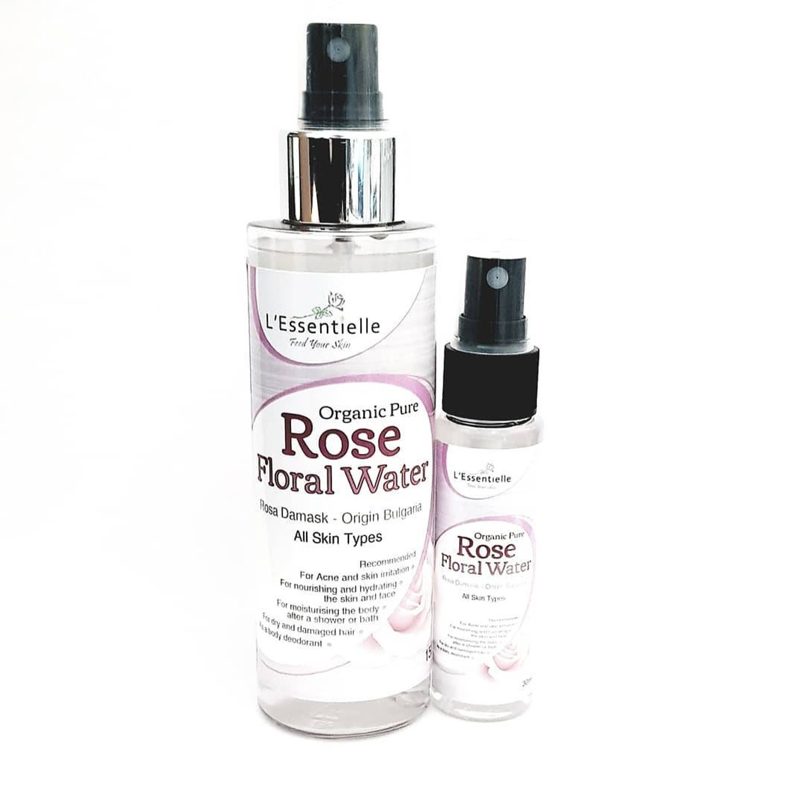 Organic Pure Rose Water Bulgaria Rosa Damascena Hydrosol DUO Pocket ...