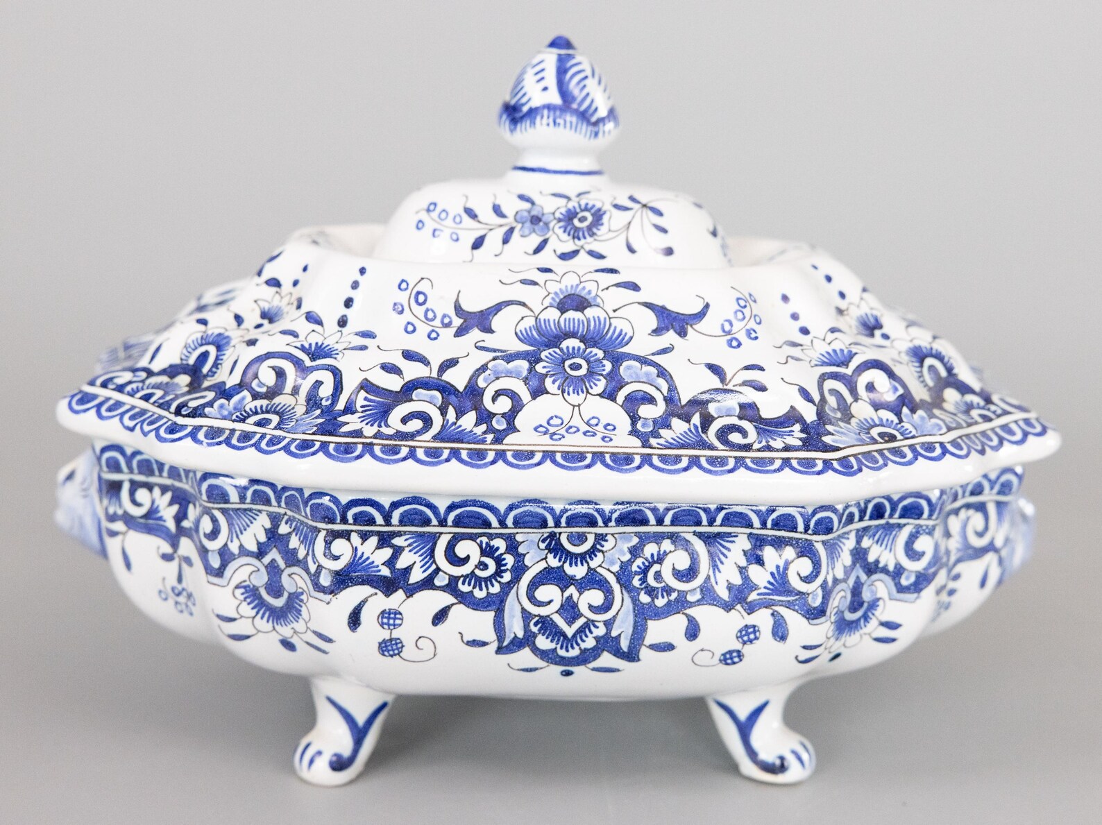 Antique French Rouen Faience Blue & White Tureen, Circa 1900 - Etsy