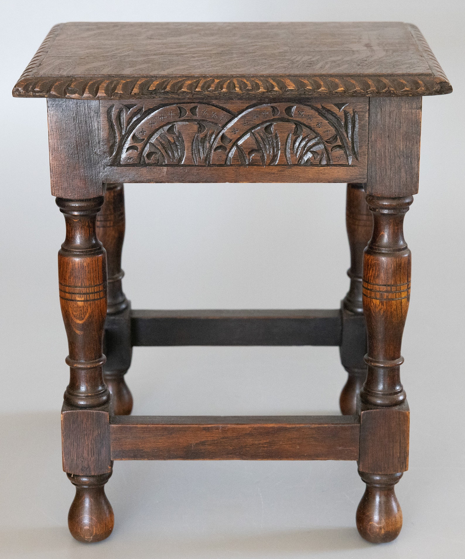 Antique English Carved Tiger Oak Joint Stool Side Table - Etsy