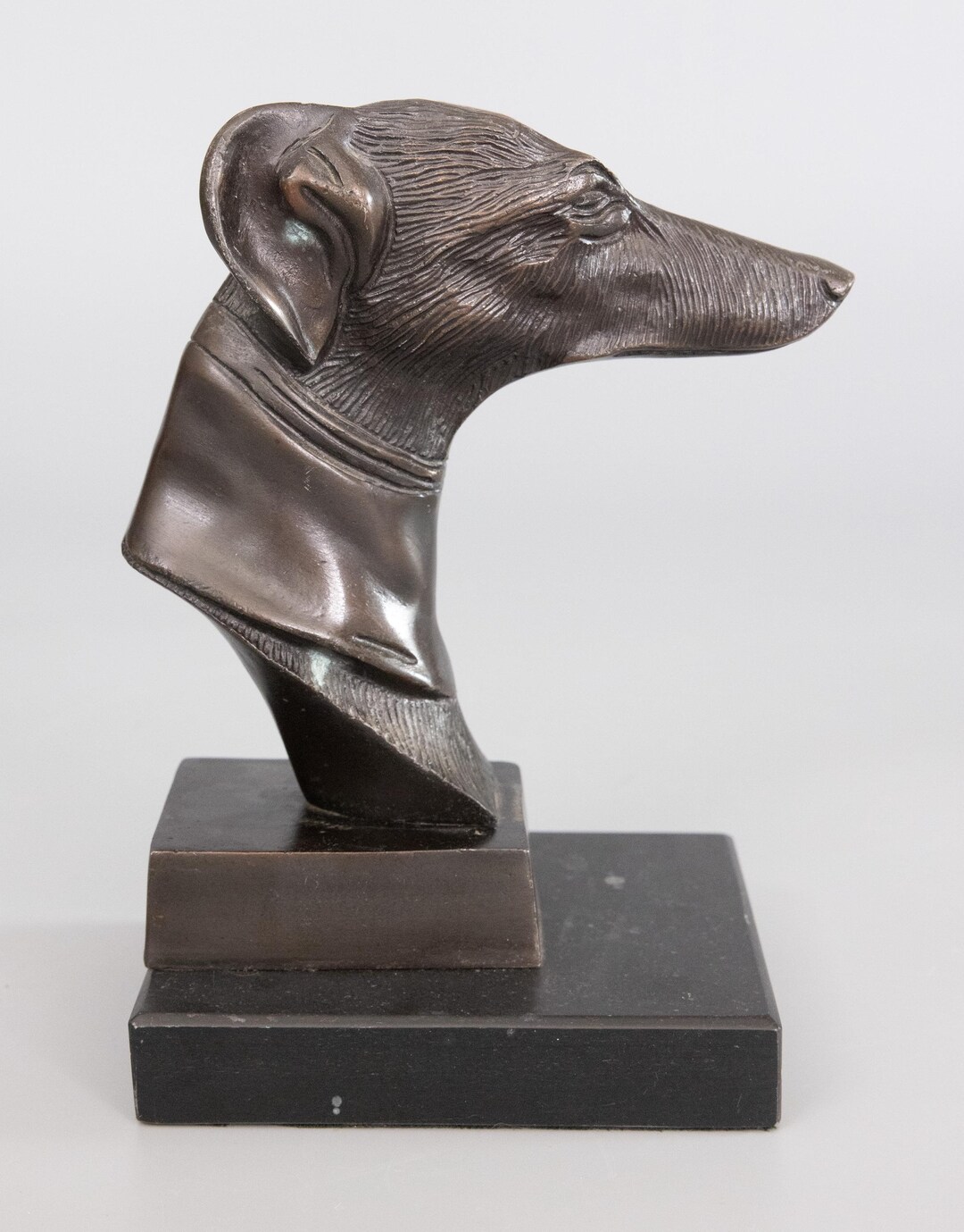Vintage Bronze Greyhound Whippet Dog Bust Sculpture - Etsy