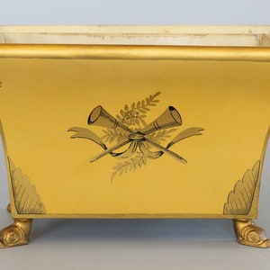 Antique French Mustard Yellow Tole Footed Jardiniere Cachepot With ...