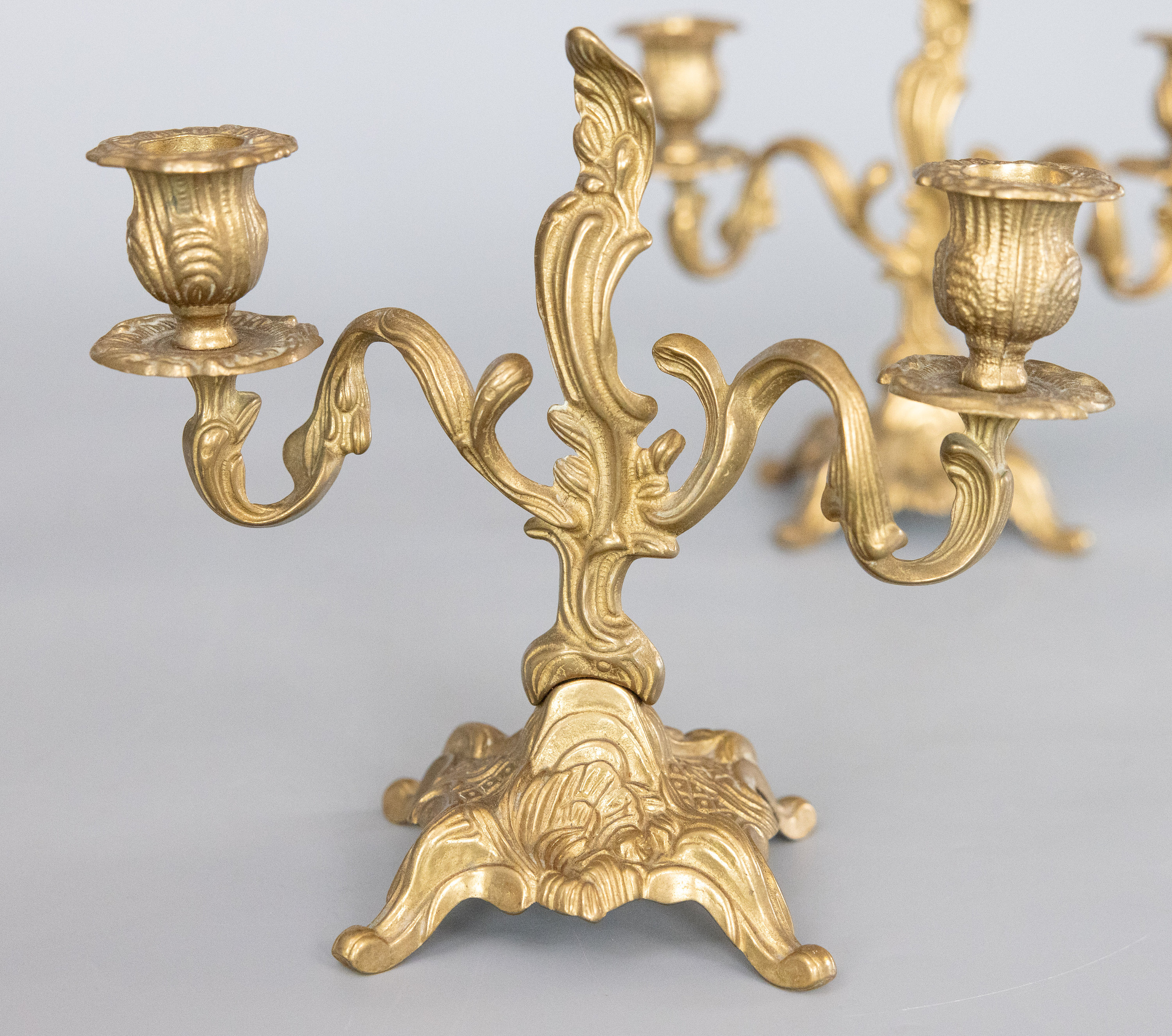 Vintage Italian Rococo Style Gilt Brass Candelabras - a Pair - Etsy