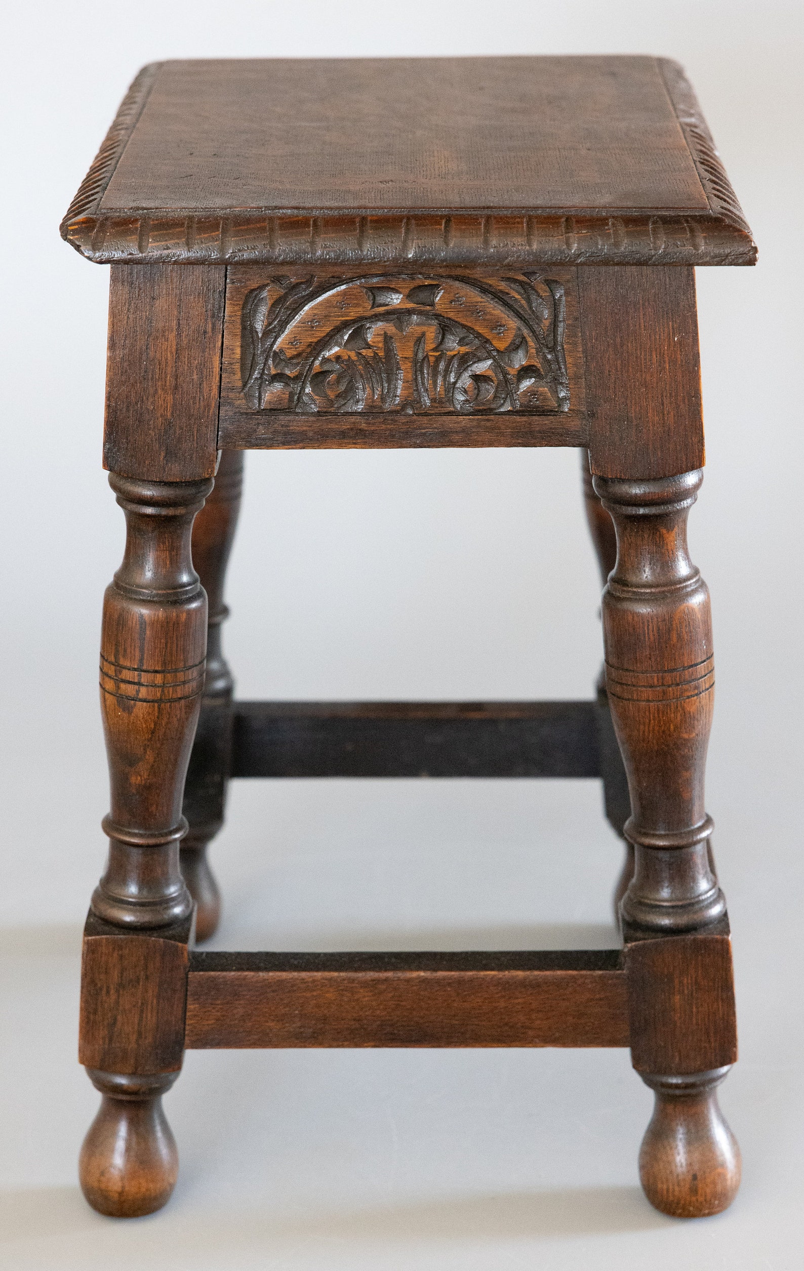Antique English Carved Tiger Oak Joint Stool Side Table - Etsy