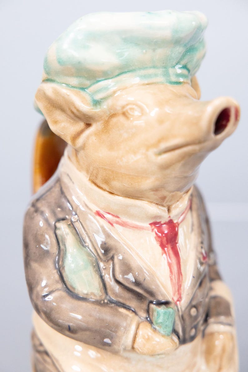19th Century French Onnaing Majolica Pig Waiter Pitcher - Etsy