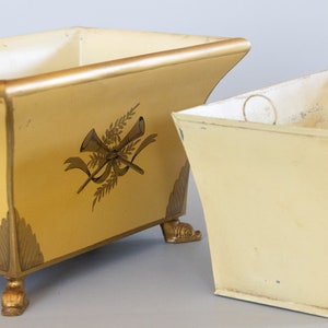 Antique French Mustard Yellow Tole Footed Jardiniere Cachepot With ...