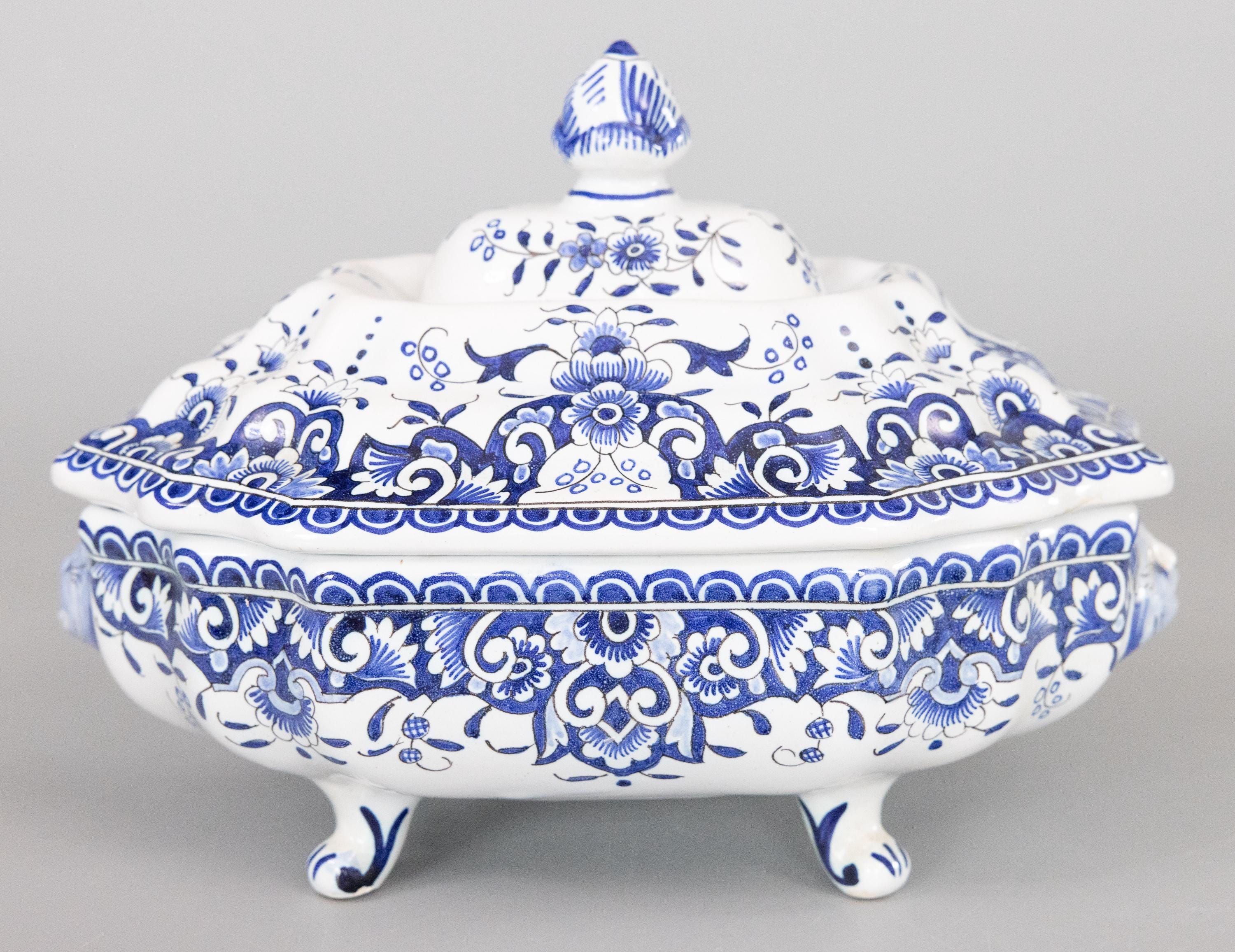 Antique French Rouen Faience Blue & White Tureen, Circa 1900 - Etsy
