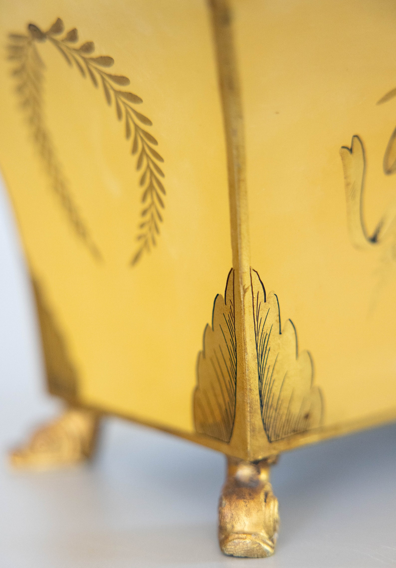 Antique French Mustard Yellow Tole Footed Jardiniere Cachepot With ...