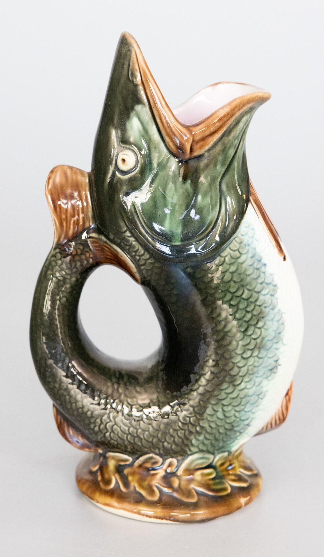 19th Century English Majolica Gurgling Fish Pitcher Jug - Etsy