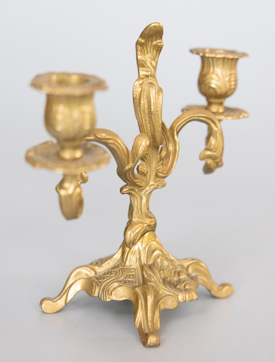 Vintage Italian Rococo Style Gilt Brass Candelabras - a Pair - Etsy