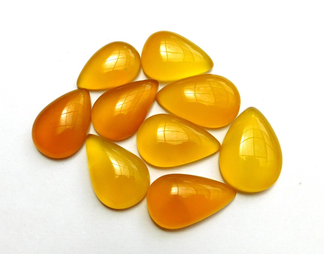 Cabujón de ónix amarillo forma pera, mango calcedonia pera calibrada ...