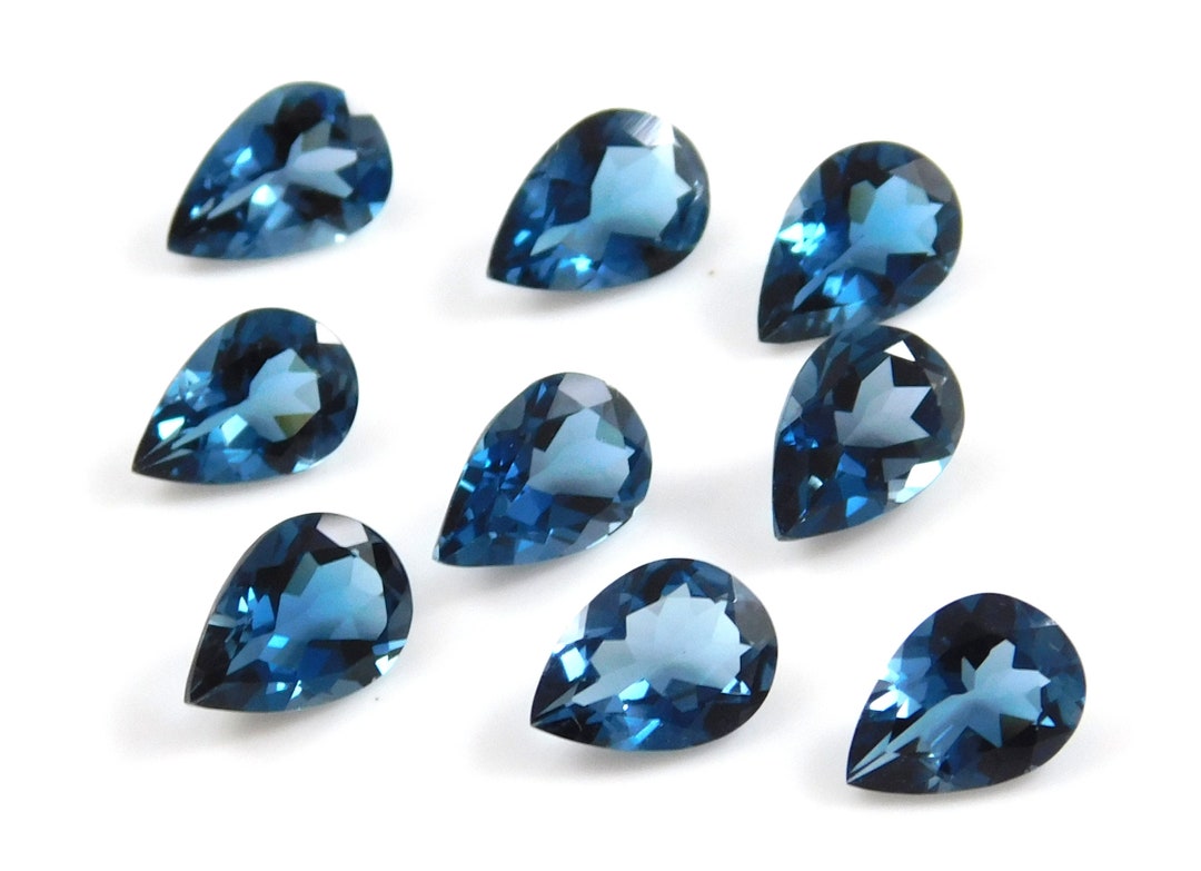 Certified London Blue Topaz Pear Gemstones - Sizes 3x5mm to 8x12mm ...