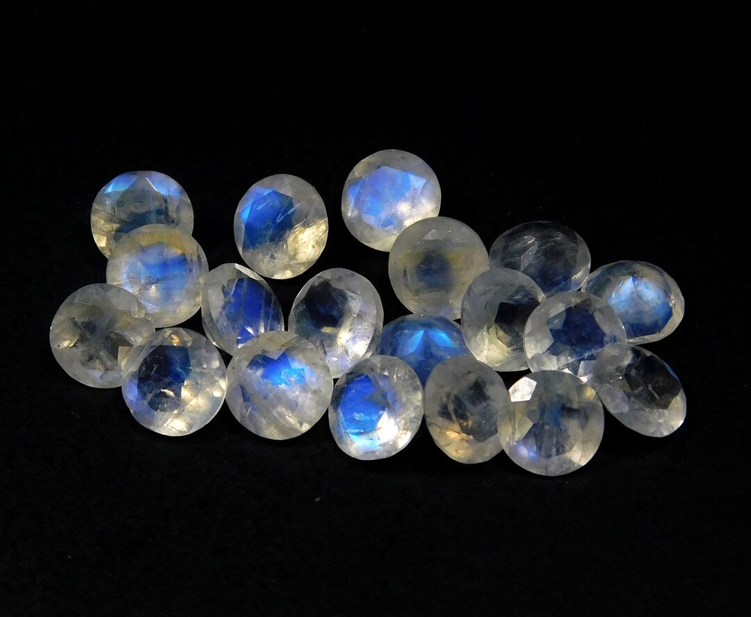 Faceted Round Rainbow Moonstone: Blue Flash Gemstone (3x3 to 12x12 Mm ...