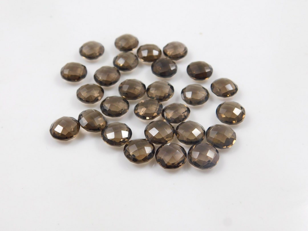 Smoky Quartz Both Side Checker Round 6x6, 7x7, 8x8, 9x9, 10x10, 11x11 ...
