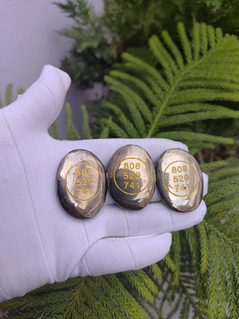 Buy Pyrite Zebu Coin Manifestation Palm Stones Engraved 808 520 741 ...