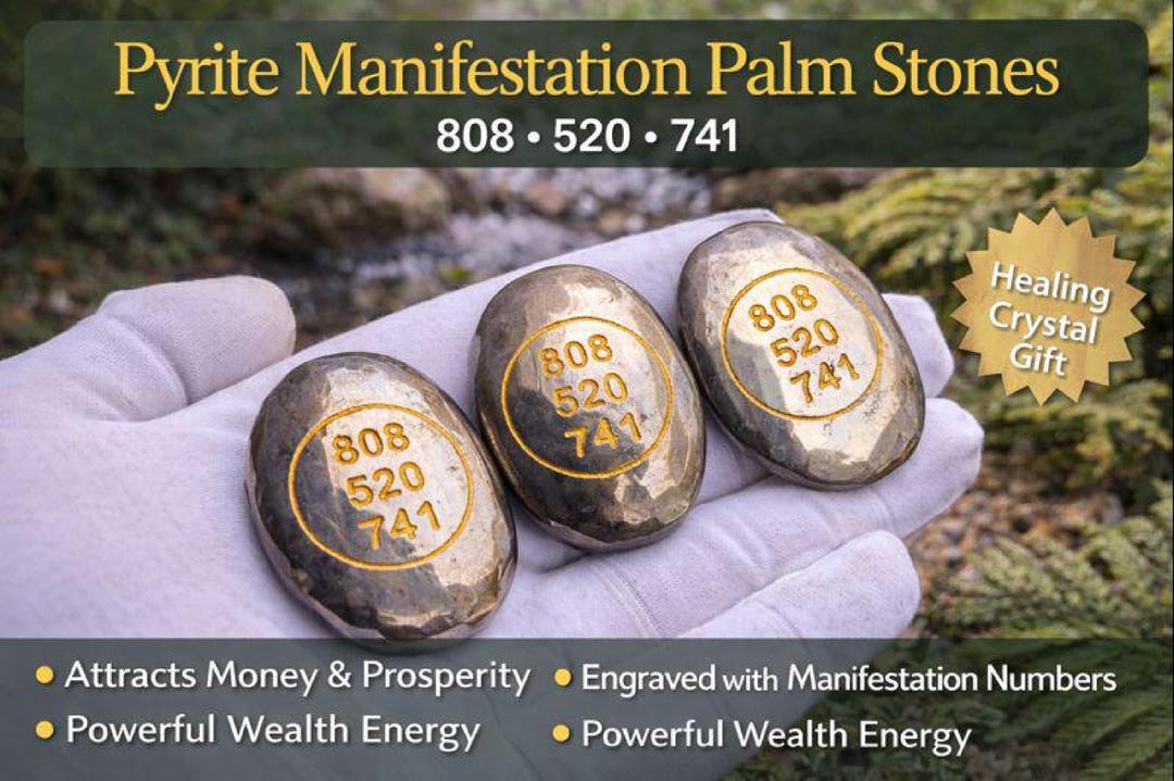Buy Pyrite Zebu Coin Manifestation Palm Stones Engraved 808 520 741 ...