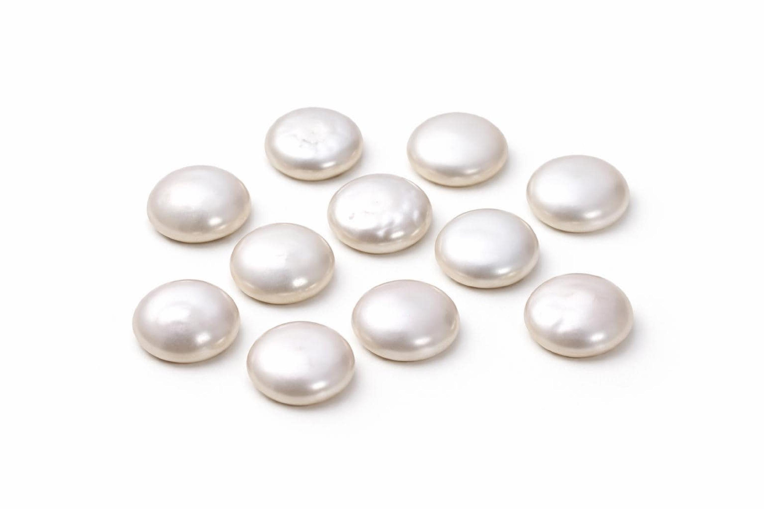 Natural Freshwater Pearl Cabochons Round Coin | Flat Back Pearl Cabs ...