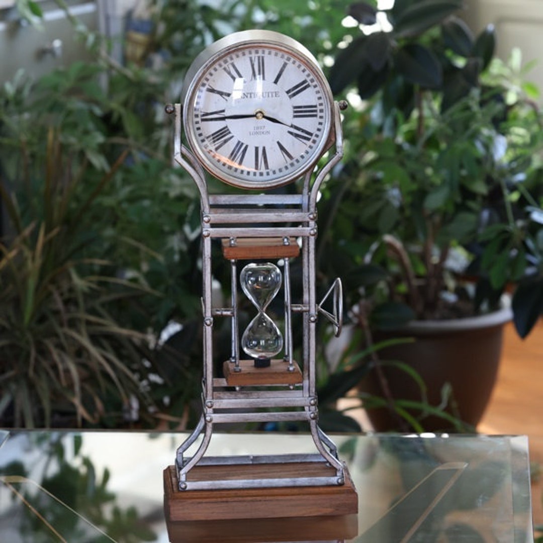 Metal Vintage Clock and Rotating Hourglass Urn - Etsy