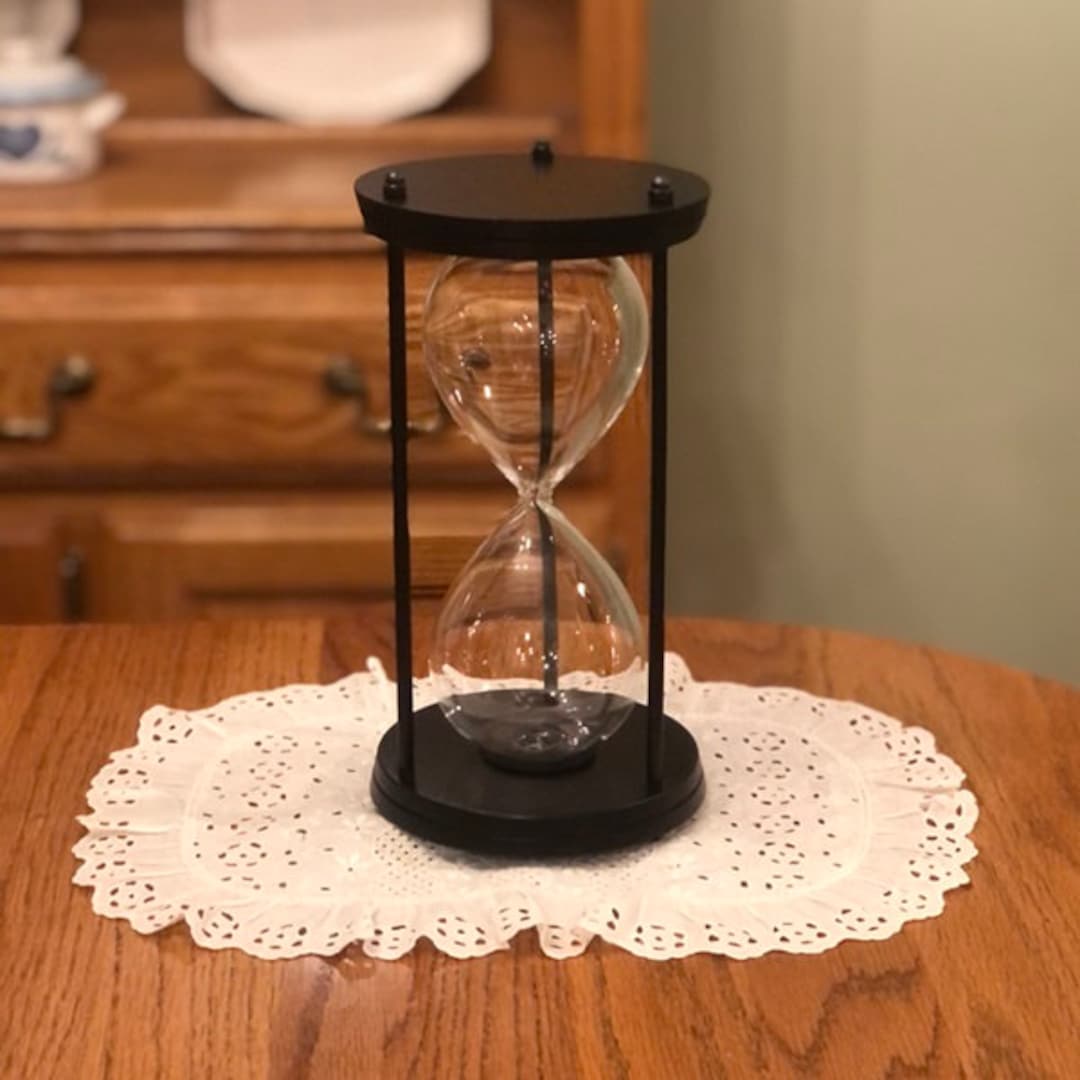 Round Black Wood and Metal Fillable Hourglass - Etsy