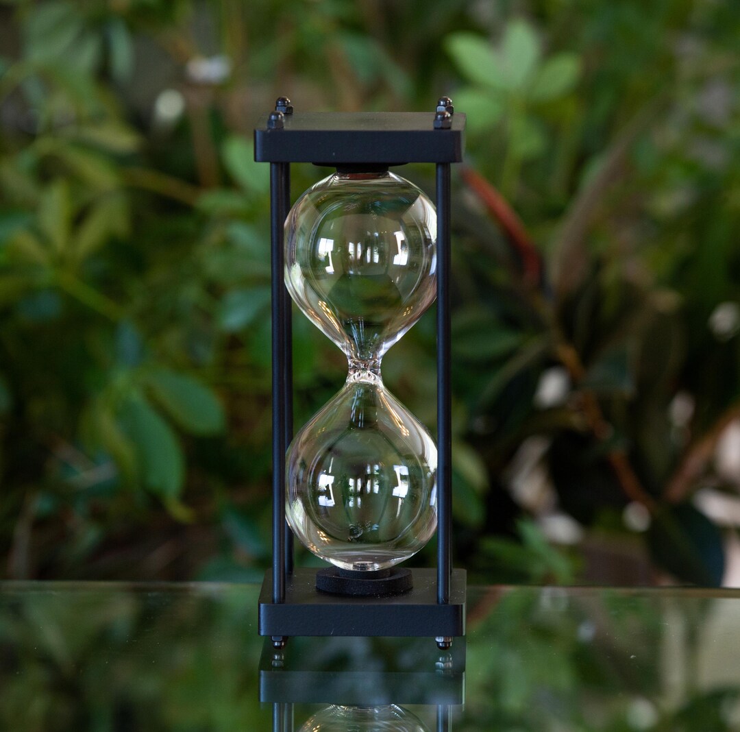 Empty Black Wood and Metal Memorial Keepsake Fillable Urn Hourglass for ...