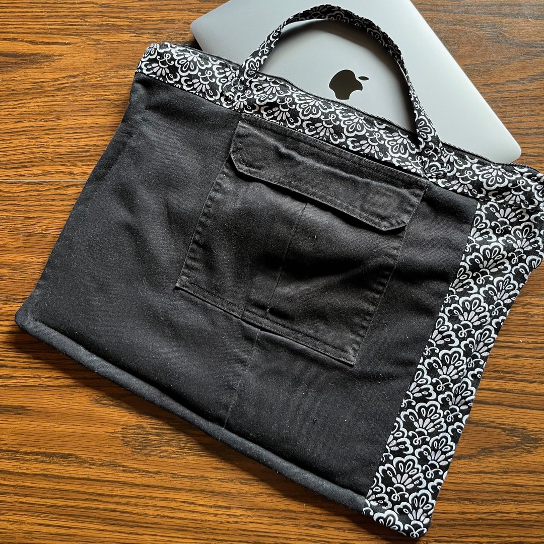 Upcycled MacBook Air Laptop Carrying Bag Padded Device Tech Fabric Tote ...