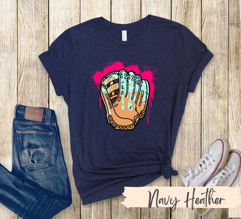 Ice Cream Cone Baseball Glove Shirt, Baseball Drip, Drippy Sports Shirt ...