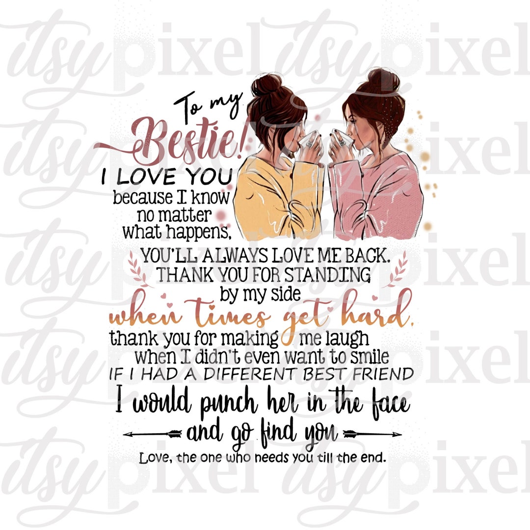 To My Bestie Two Brunettes PNG Instant Digital Download, Transparent ...