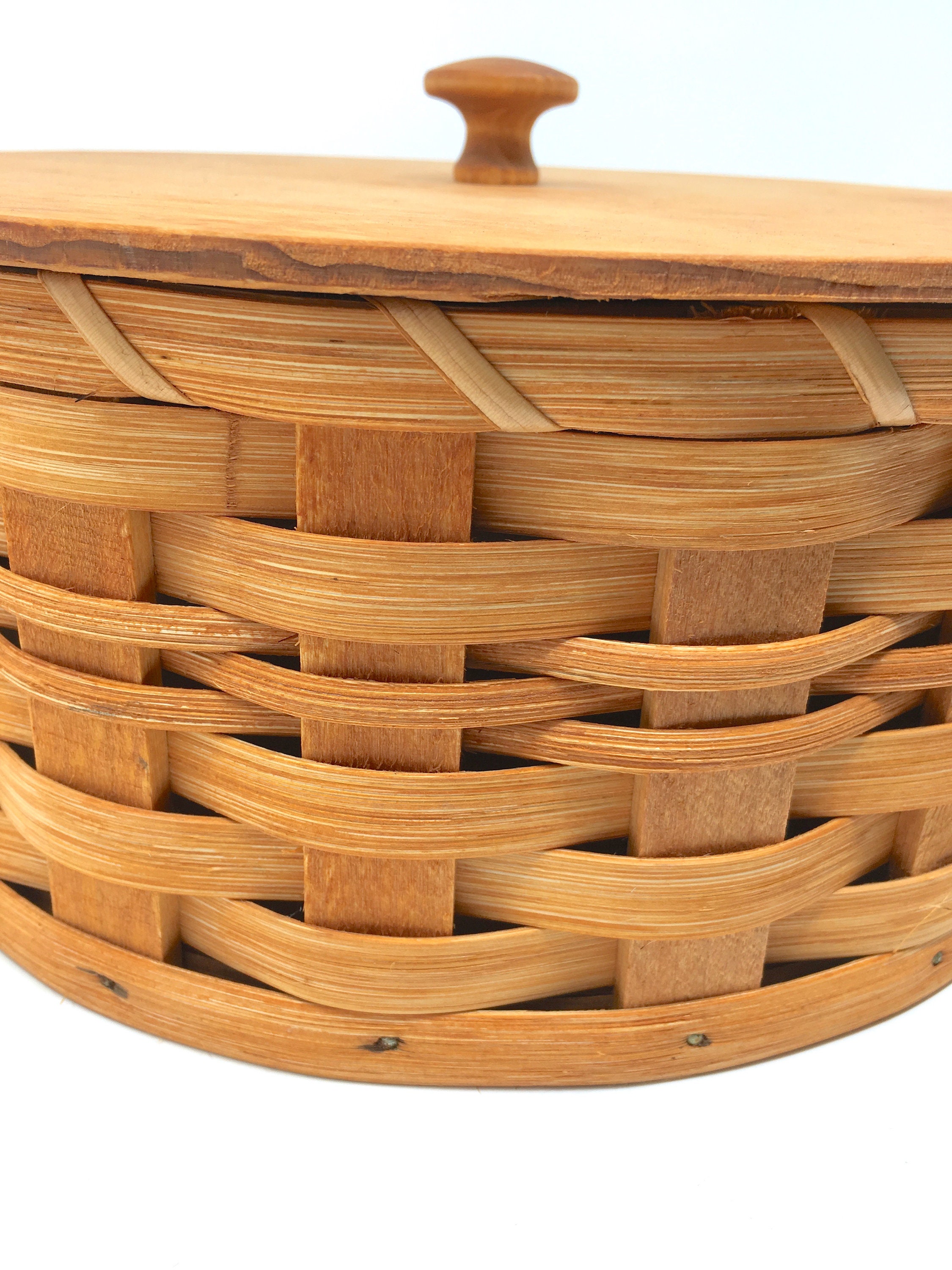 Amish Made Embroidery Basket With Cover - Etsy