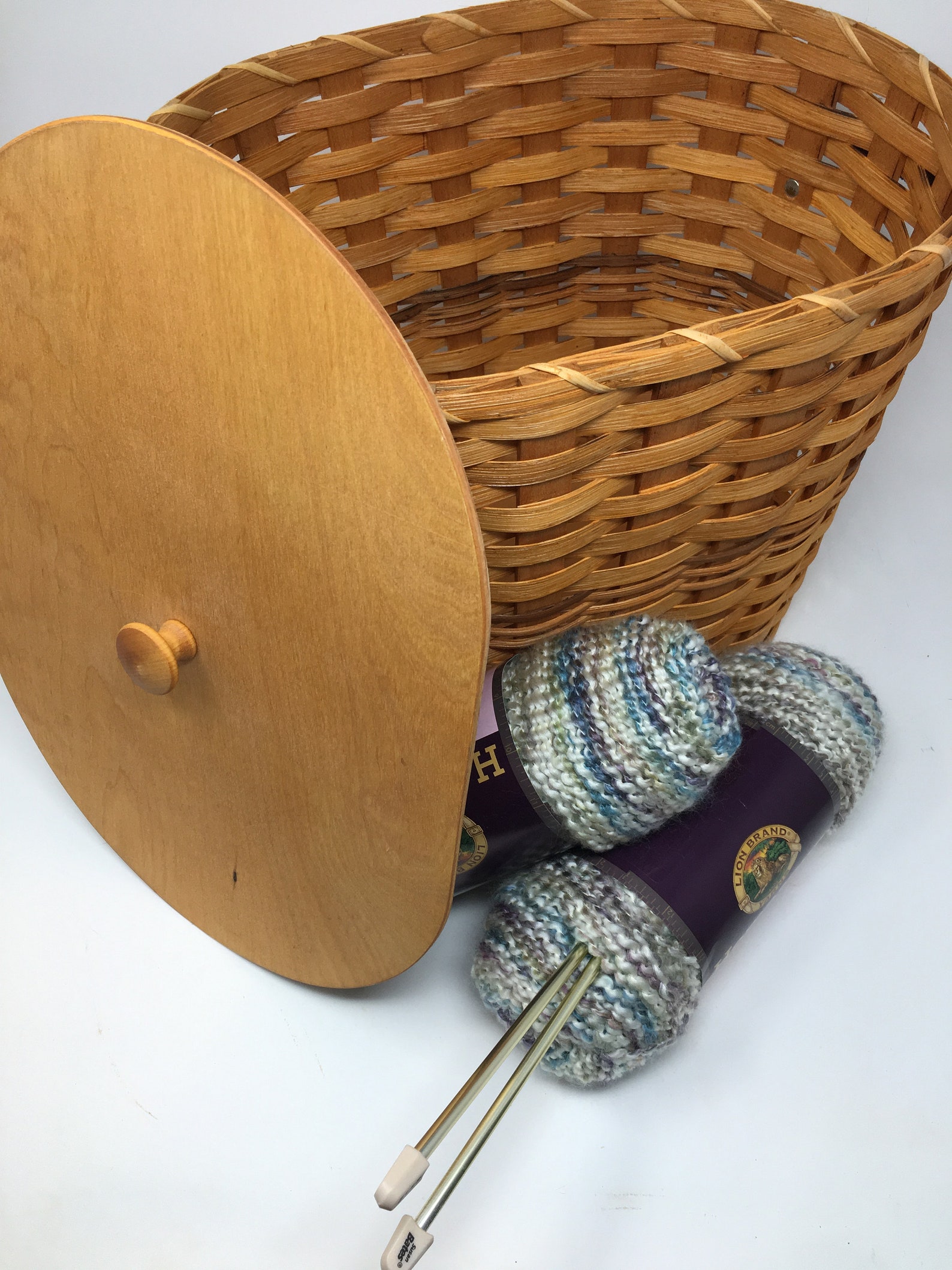 Amish Made Large Knitting Basket With Cover - Etsy