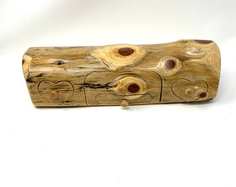 Amish Made Cedar Log Jewelry Box With Secret Drawer - Etsy