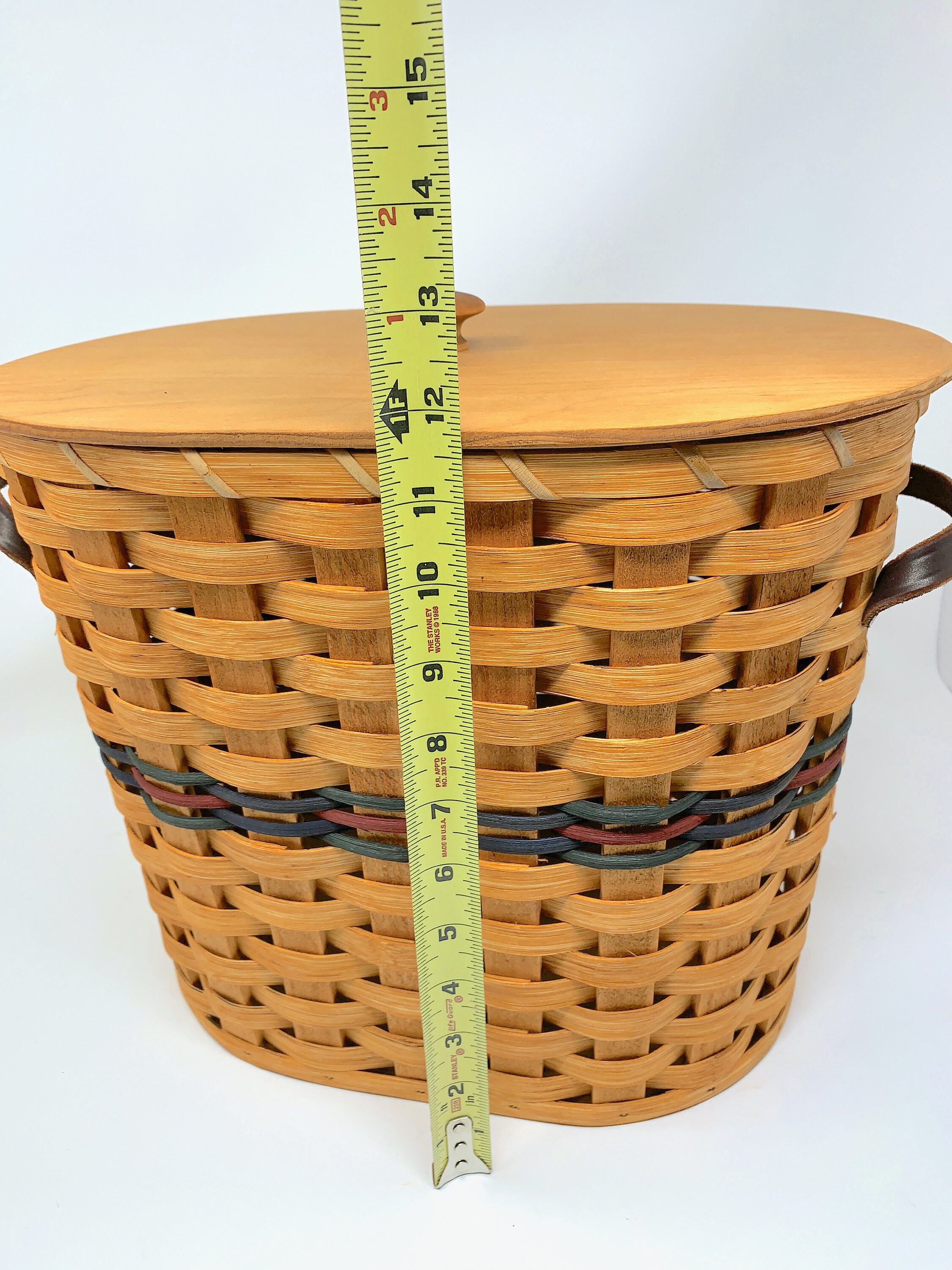 Amish Made Large Knitting Basket With Red Blue and Green - Etsy