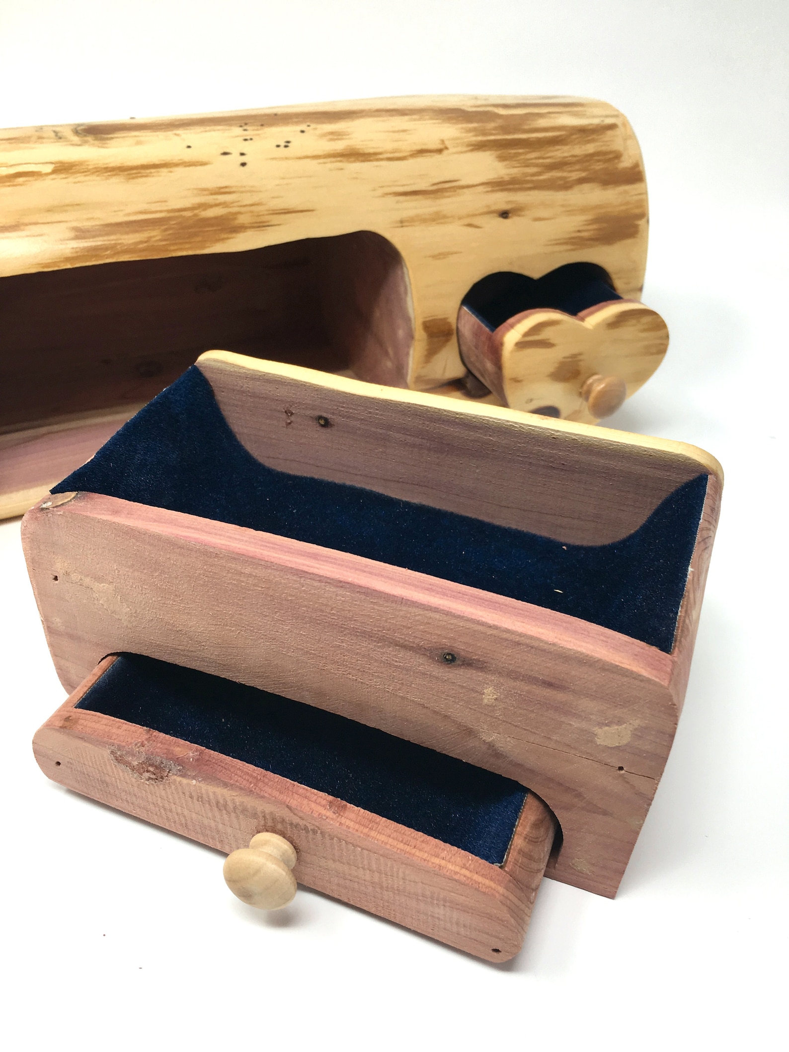 Amish Made Cedar Log Jewelry Box With Secret Drawer - Etsy