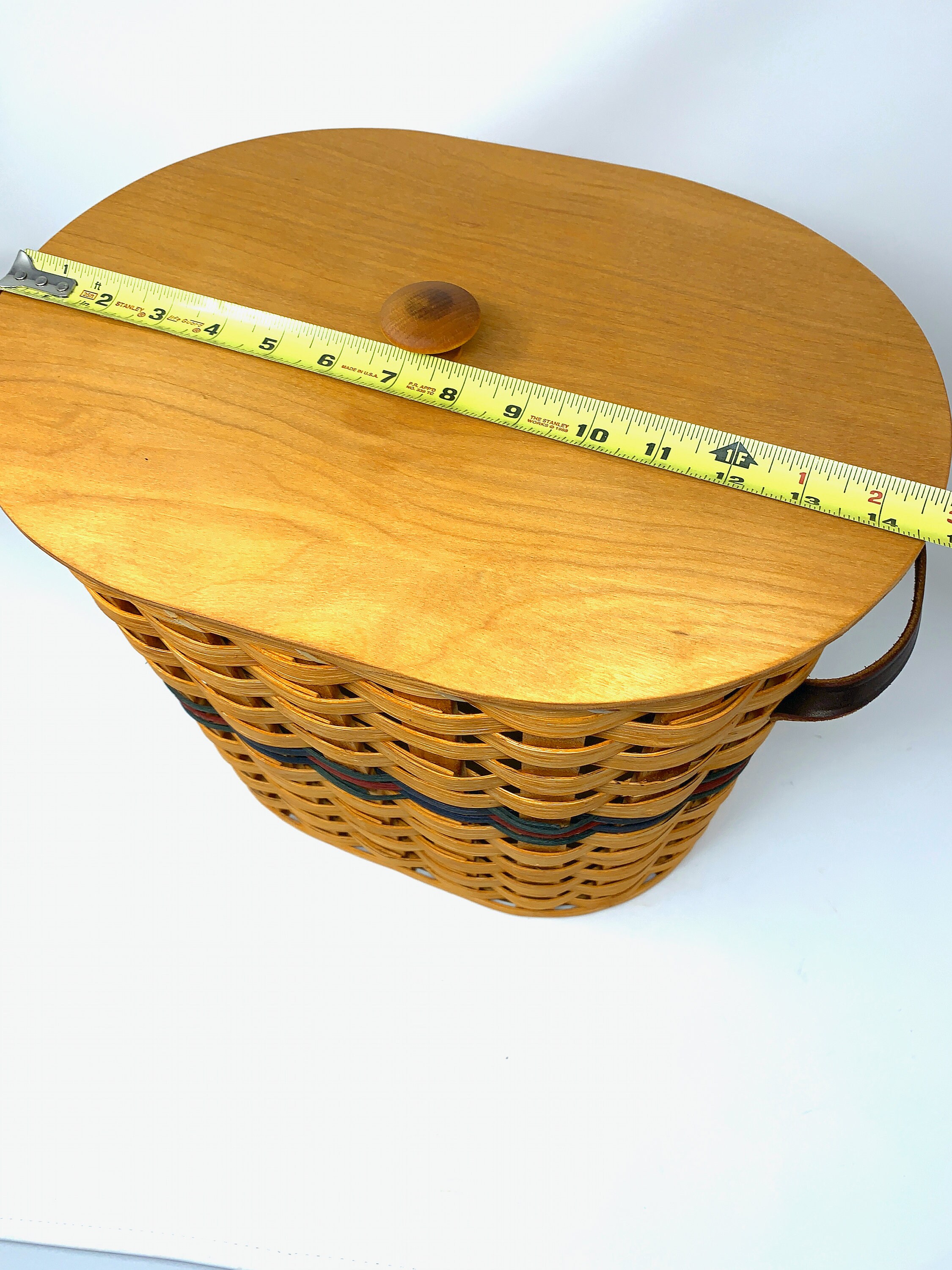 Amish Made Large Knitting Basket With Red Blue and Green - Etsy