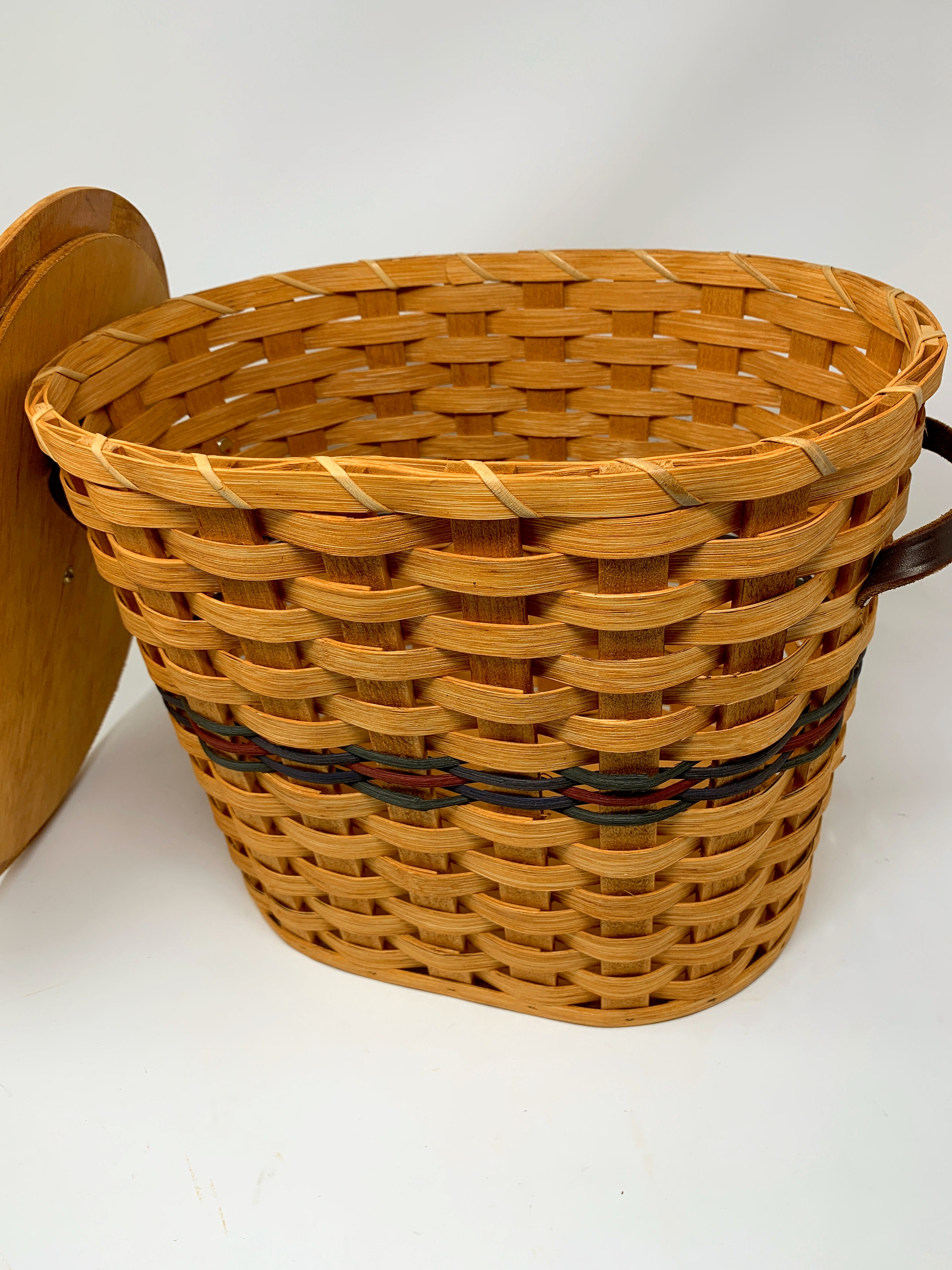 Amish Made Large Knitting Basket With Red Blue and Green - Etsy